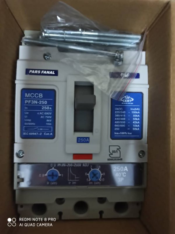 قیمت کلید اتوماتیک، پارس فانال 250 آمپر، قابل تنظیم حرارتی-مغناطیسیAdj-PF3N-250 - تسلا کالا