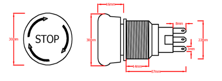 قیمت کلید فشاری ( شستی) استپ قارچی 220V برند JBH (همراه با سوکت) - تسلا کالا
